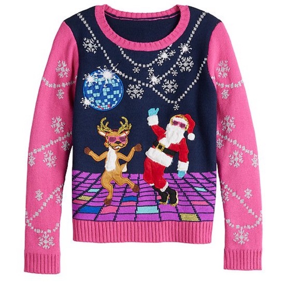 33 Degrees | Shirts & Tops | Girls Christmas Sweater Disco Dancing ...